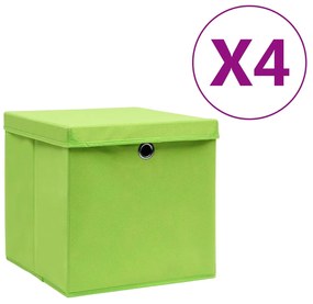 Úložné boxy s víky 4 ks 28 x 28 x 28 cm zelené - Default Title