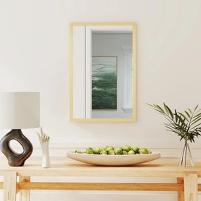 HOMCOM obdélné nástěnné zrcadlo 40 × 60 cm, rám v provedení přírodní dřevo — ideální do koupelny, obýváku nebo ložnice