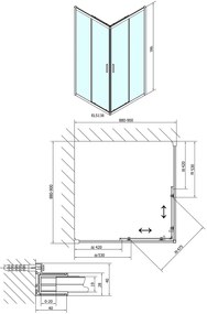 Polysan, EASY LINE čtvercová sprchová zástěna 900x900mm, sklo BRICK, EL5138