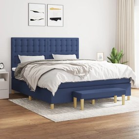 Box spring postel s matrací modrá 160x200 cm textil 3137491