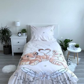 Světle žluté bavlněné dětské povlečení se svítícím efektem na jednolůžko 140x200 cm Lion King "Best friends" – Jerry Fabrics