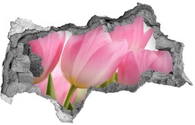 Wallmuralia Samolepící díra nálepka Růžové tulipány 95x73 cm