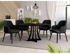 Kulatý stůl Dagerto FI 120 se 4 židlemi ST105 05, Barva:: baloo 2072, Barva: bílý lesk / černý lesk