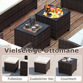Costway 6-dílná sada ratanového zahradního nábytku, sedací sestava – béžový