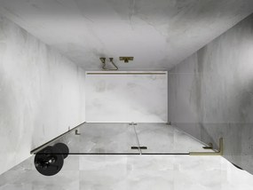 Mexen, Mexen Lunar L výklopné pravé sprchové dveře 130 cm, transparentní, broušené zlaté - 834L-130-000-55-00-P