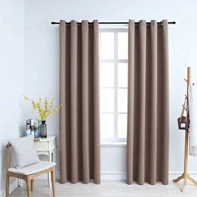 Zatemňovací závěsy s kovovými kroužky 2 ks taupe 140 x 245 cm 134436