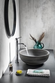 Sapho, PRIORI keramické umyvadlo, průměr 41 cm, 15 cm, barva šedá se vzorem, PI024