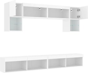 6dílná obývací stěna s LED osvětlením bílá kompozitní dřevo 3216704