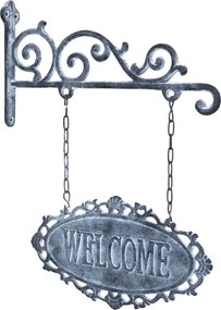 Šedá nástěnná závěsná cedule Welcome – 30*4*38cm