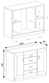 TADEUSZ L | komoda T-6 | 140 cm | lefkas