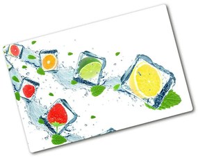 Wallmuralia Kuchyňská deska velká skleněná Ovoce v kostkách 80x52 cm