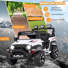 Costway Dětské elektrické auto s 2,4 G dálkovým ovládáním a USB a světlem – bílý