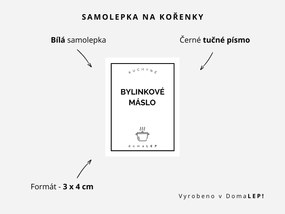 BYLINKOVÉ MÁSLO - Samolepka na kořenky 3 x 4 cm - DomaLEP varianta: BÍLÁ - tučné písmo