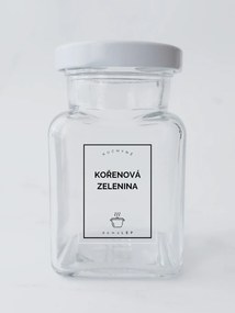Samolepka na kořenky KOŘENOVÁ ZELENINA průhledná 3 × 4 cm tučné písmo
