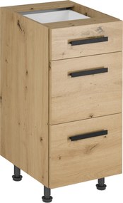 Spodní skříňka, dub artisan, s úchytkami, LANGEN D40S3 U