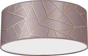 Stropní svítidlo Ziggy Round, 1x růžové/zlaté textilní stínítko, (bílé plexisklo), (fi 40 cm)