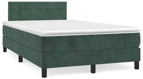 Box spring postel s matrací a LED tmavě zelená 120x190 cm samet 3270162