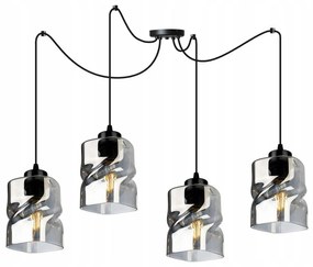 Light for home - Závěsné svítidlo nastavitelné s jedinečnými skleněnými stínidly SPIDER NIKI 2195/4, E27, Černá