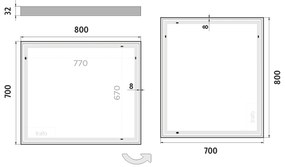Nimco LED zrcadlo 800x700 - ZP 13003