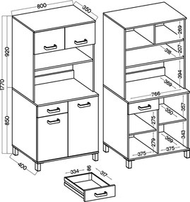 Kredenc příborník MONZA | 80 cm | černá/ořech okapi
