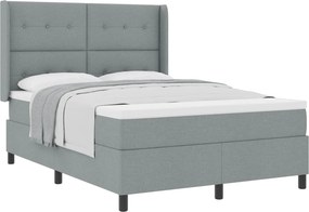 Postel s boxspringem s čelo Světle šedá 200 x 140 cm textil 3341644