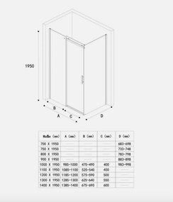 design sprchový kout RAVENA 18 - BLACK 100-140cm
