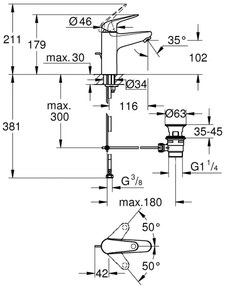 GROHE 24328001 - Umyvadlová baterie SWIFT 179 mm lesklý chrom
