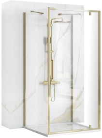 3-stěnný čtvercový sprchový kout REA RAPID SWING 90x90 cm, zlatý