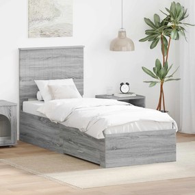 Rám postele Šedý Sonoma a stříbrná 70 x 190 cm Kompozitní dřevo 3411373