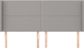 Čelo postele typu ušák světle šedé 203x16x118/128 cm textil 3119462