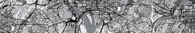 DIMEX | Fototapeta do kuchyně Mapa Washingtonu D.C. KI-350-186 | 350 x 60 cm | černobílá