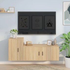 2Dílný Set Tv Skříněk Kompozitní Dřevo - Bílá s vysokým leskem