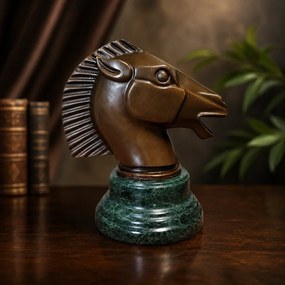 Art Deco hlava koně – signovaná a číslovaná bronzová socha