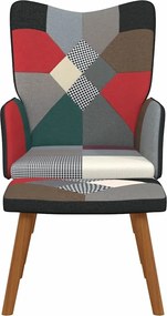vidaXL Relaxační křeslo se stoličkou patchwork textil [328196] Barva: Černá