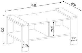 Konferenční stolek Erica bílý/ořech