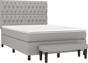 Box spring postel s matrací světle šedá 140 x 190 cm textil 3136829