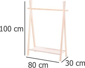 Dětské věšák na oděvy, 80 x 30 x 100 cm, dřevěný