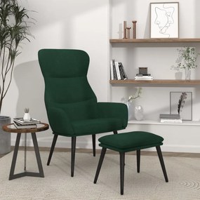 Relaxační křeslo se stoličkou tmavě zelené textil 3097434