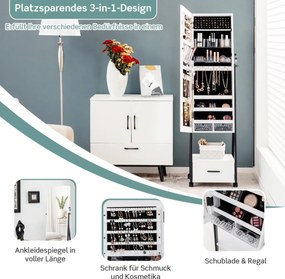 Costway Zrcadlová skříňka na šperky a make-up organizér se zrcadlem po celé