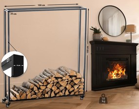 Stojan na palivové dřevo Hetta 25x100x150 cm – černá