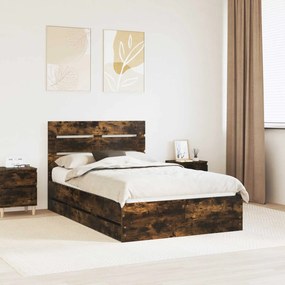 Rám postele s čelo Kouřový dub 135 x 190 cm Inženýrské dřevo 3411841