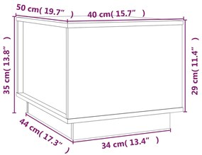 Konferenční stolek bílý 40 x 50 x 35 cm masivní borové dřevo - Default Title