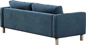 Potah na pohovku IKEA  Karlstad 3-místná, nerozkládací, krátký barva modrá látka lesklé, sametová