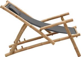 Lehátko bambus a plátno tmavě šedé 318595