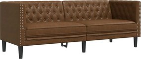3dílná sedací souprava Chesterfield hnědá umělá semišová kůže 3209273