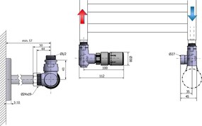 Sapho CORNER COMBI připojovací sada ventilů termostatická triaxiální LEVÉ provedení chrom CP3021S