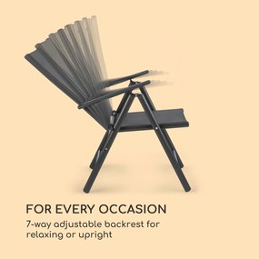 Blumfeldt Almeria Garden Chair, skládací židle, sada 2 kusů, 56,5 x 107 x 68 cm, Comfortmesh, antracitová