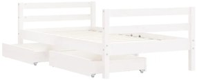 Dětská postel se zásuvkami bílá 80x160 cm masivní borové dřevo - Default Title