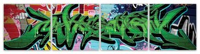 Malvis ® Pětidílný obraz graffiti greenery Velikost: čtyřdílné panorama - 120x30 cm