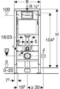 BPS-koupelny Podomítkový modul Geberit DuoFix s WC mísou RN-WH-RIM-03 + ovládací tlačítko Delta 30 bílá